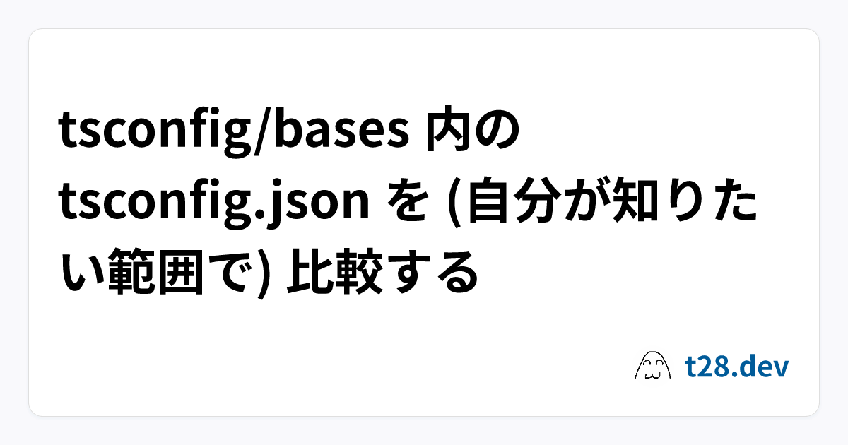 tsconfig/bases 内の tsconfig.json を (自分が知りたい範囲で) 比較する | t28.dev tsconfig/bases 内の tsconfig.json を (自分が知りたい範囲で) 比較する | t28.dev